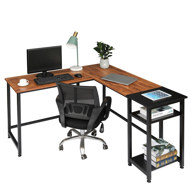 SamyoHome Wood Study Table, Computer Desk, Modern L-Shaped Laptop Desk ...